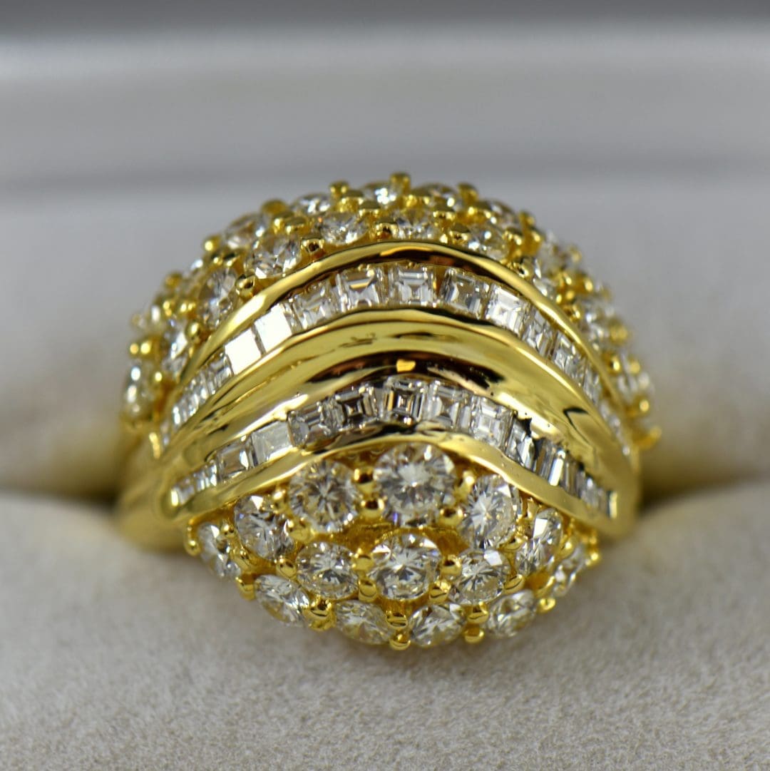 Estate 18k Yellow 5ct Diamond Bombe Ring | Exquisite Jewelry for Every ...