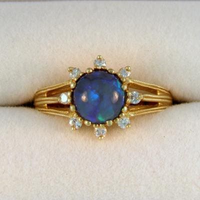 "Earth" & Diamond Halo Ring | Exquisite Jewelry for Every Occasion | FWCJ