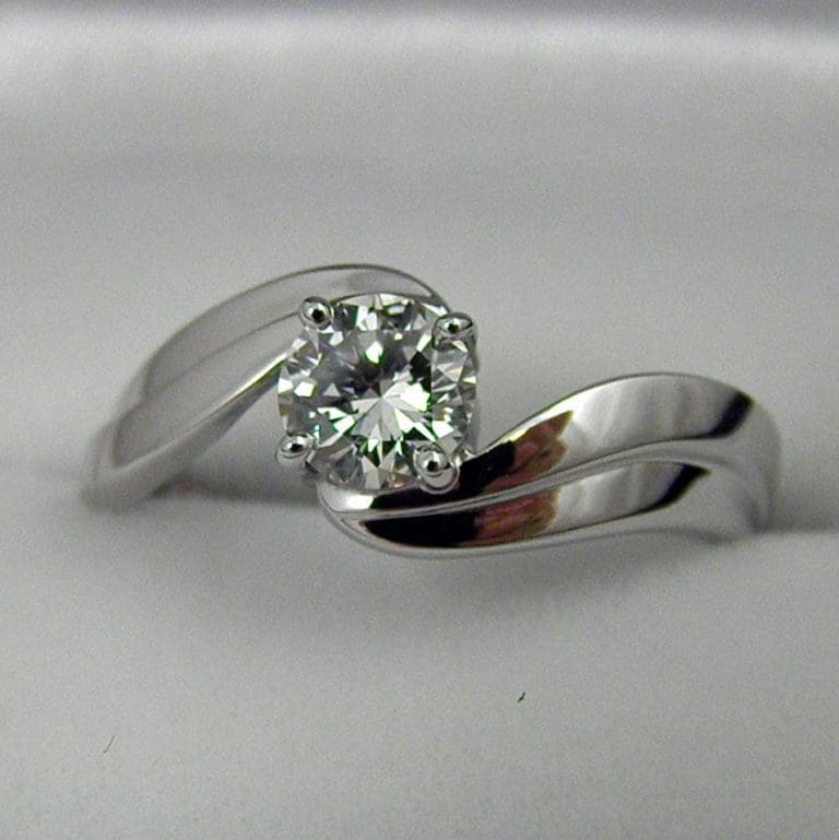 Wave Diamond Engagement Ring