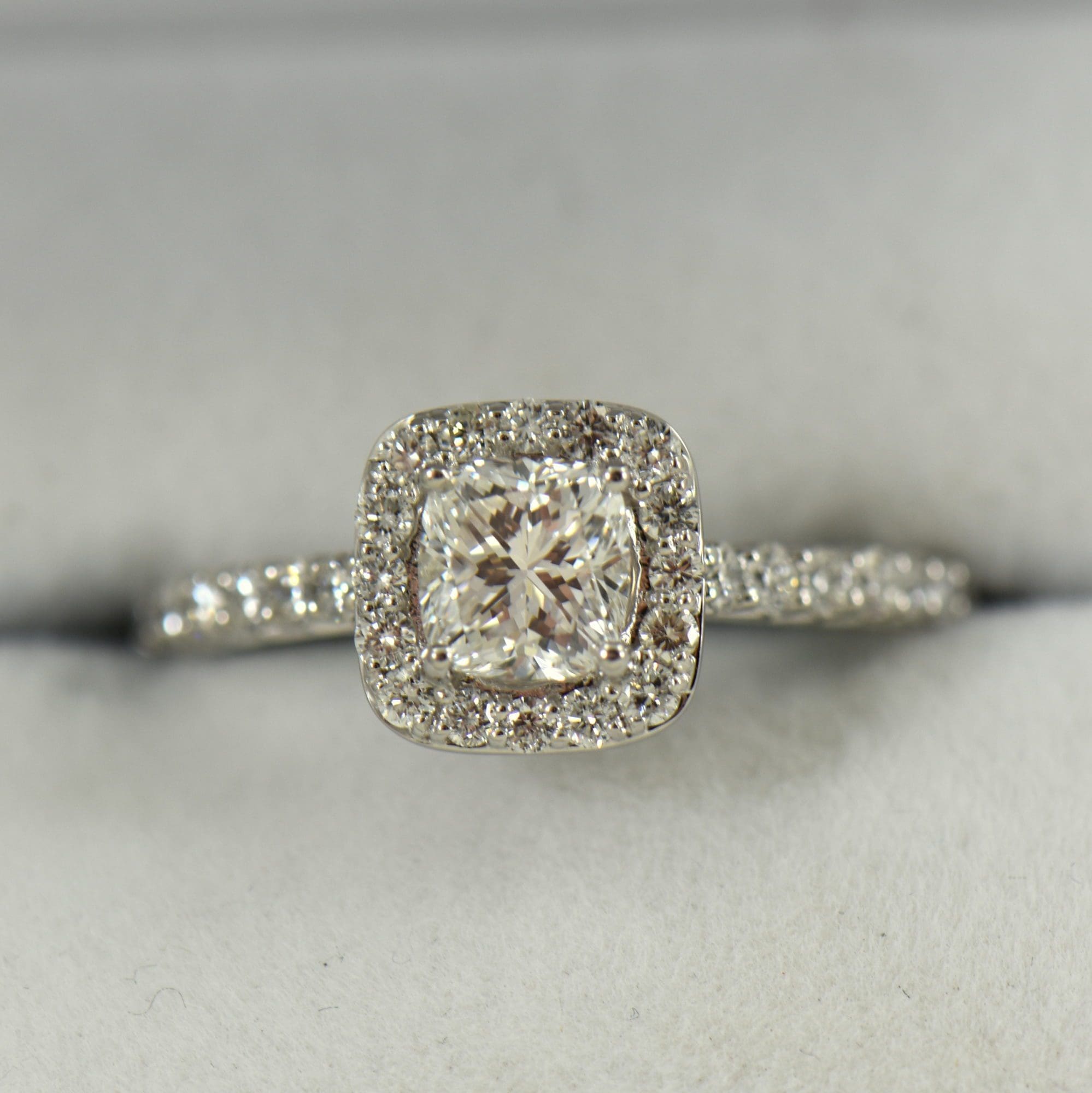 Square Cushion Cut Diamond Halo Engagement Ring | Exquisite Jewelry for ...