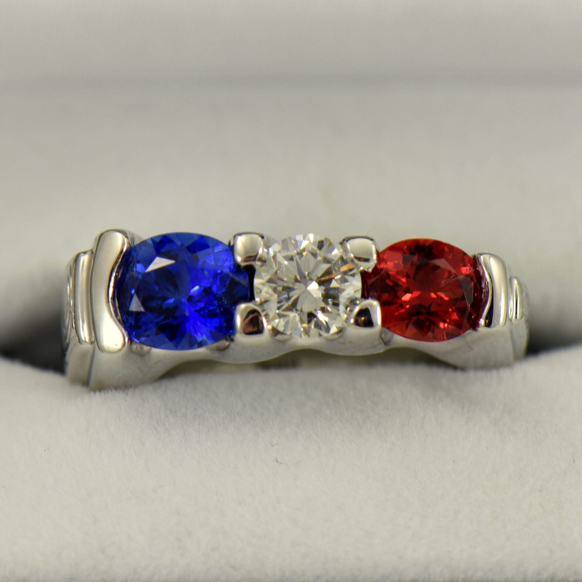 Rene's Patriotic Man's Ring with Sapphires & Diamond