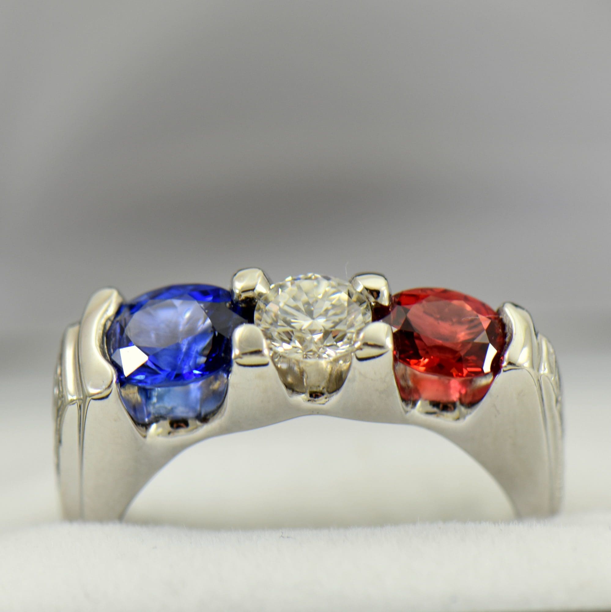 Rene's Patriotic Man's Ring with Sapphires & Diamond
