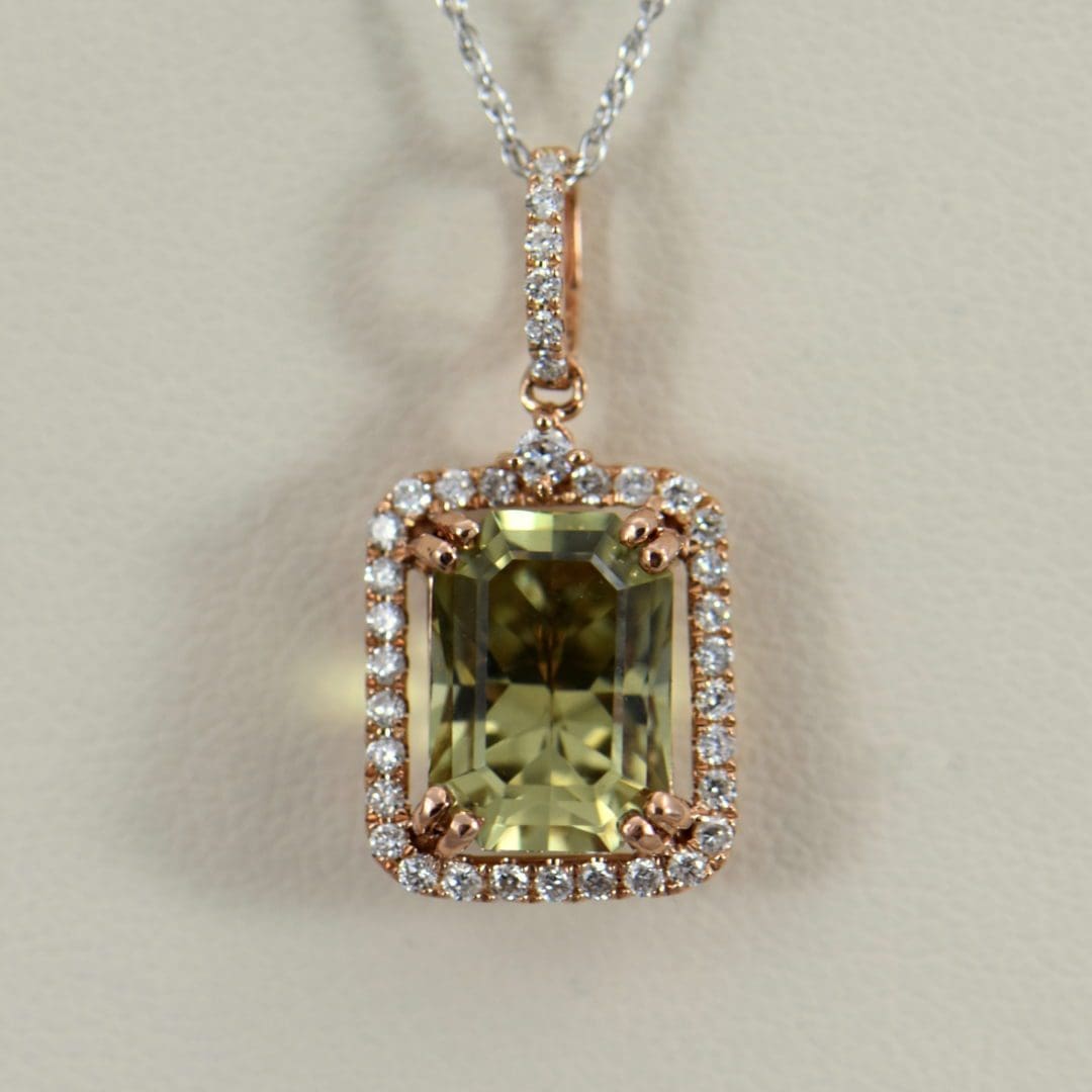 Custom Zultanite Halo Pendant in Rose Gold