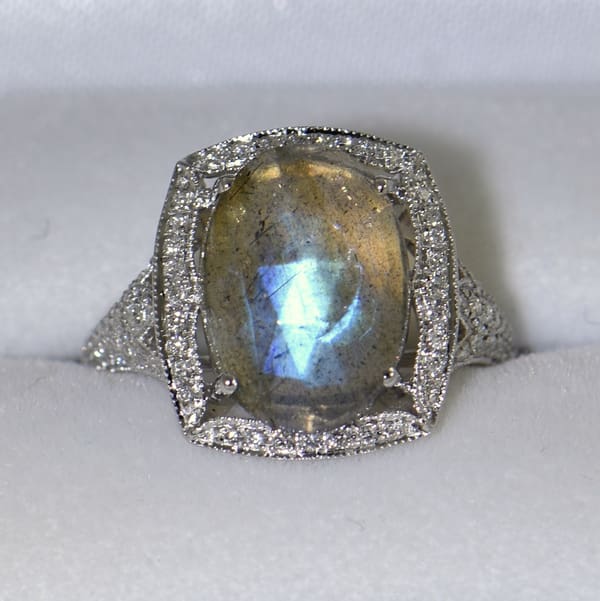 Custom Rose Cut Labradorite & Diamond Ring | Exquisite Jewelry for ...