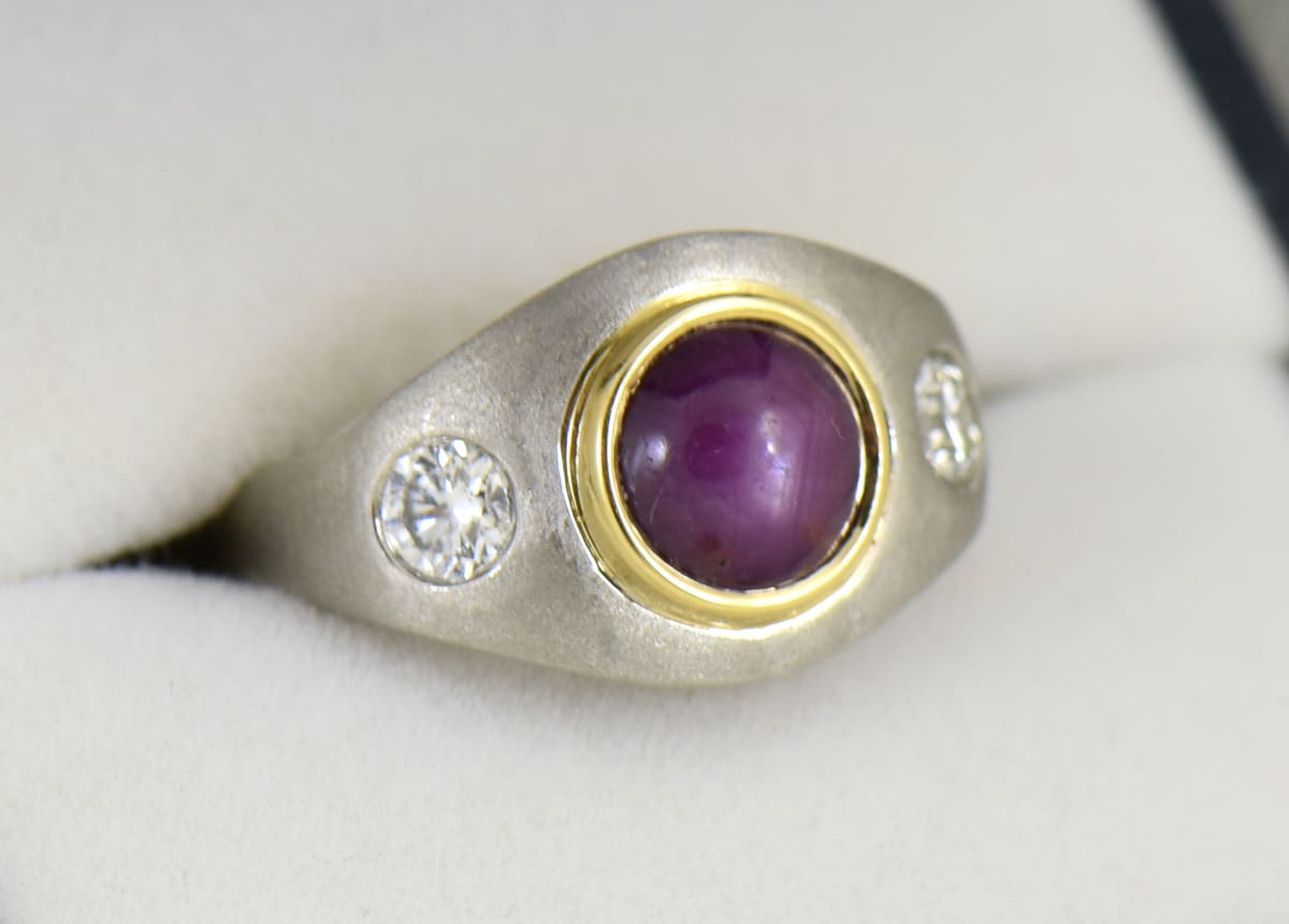 Custom Star Ruby & Diamond Gents Ring in Platinum | Exquisite Jewelry ...