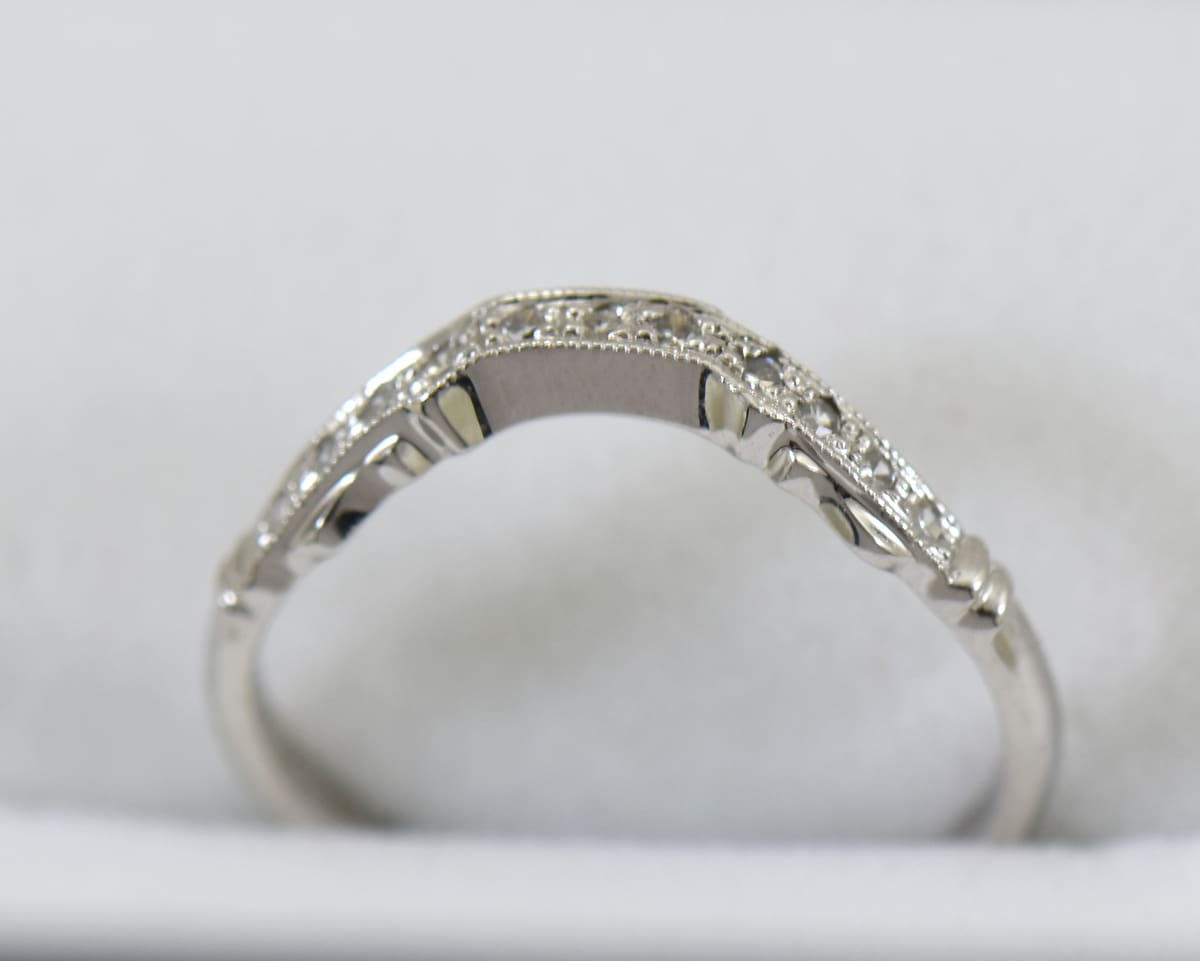 Custom Shadow Wedding Band for Art Deco Engagement Ring | Exquisite ...