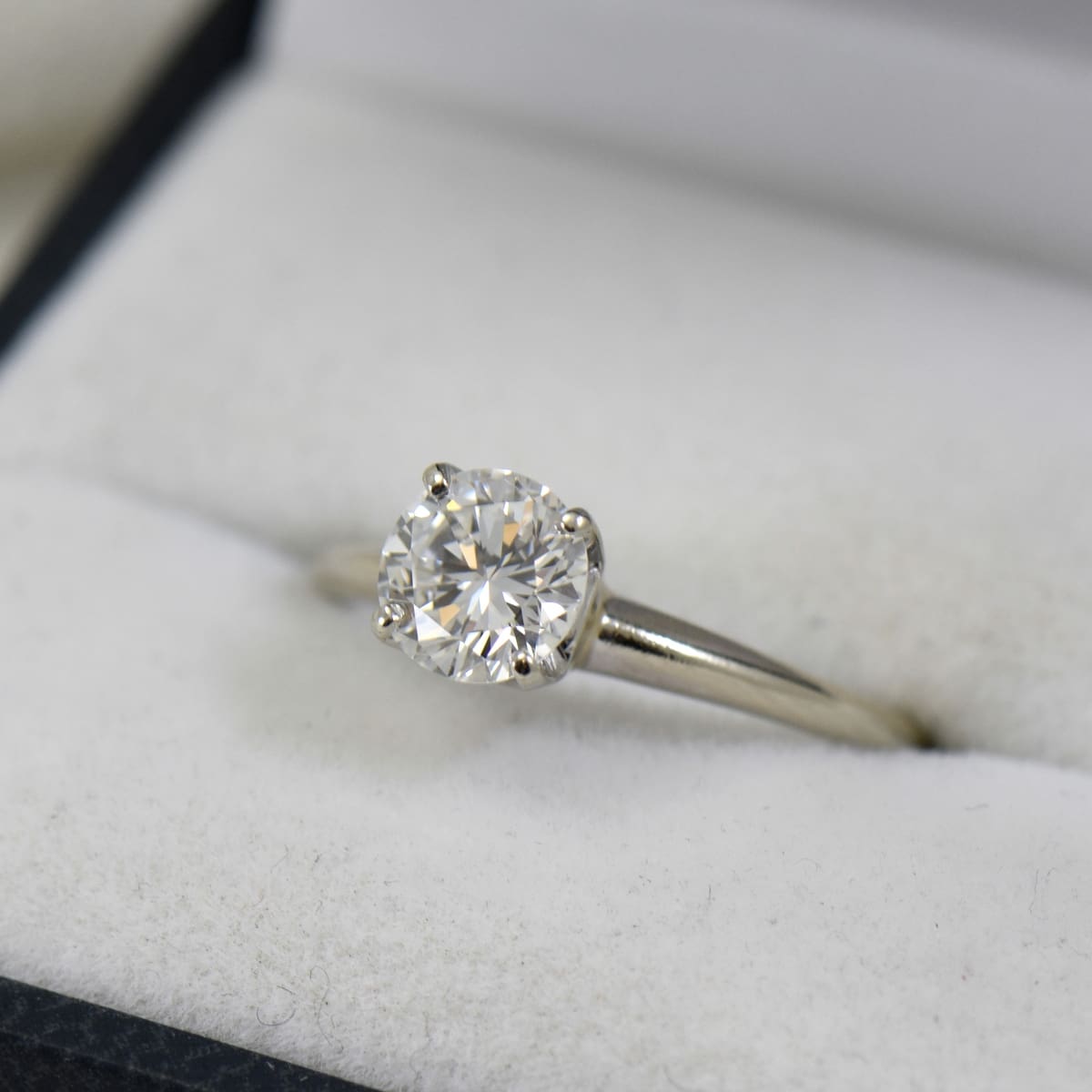 Mid Century Solitaire 1ct Diamond Engagement Ring
