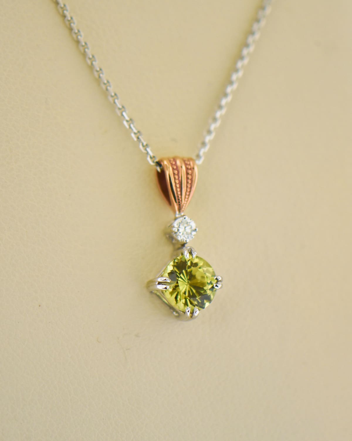 Rare Yellow Garnet or "Mali Garnet" Rose Gold Pendant