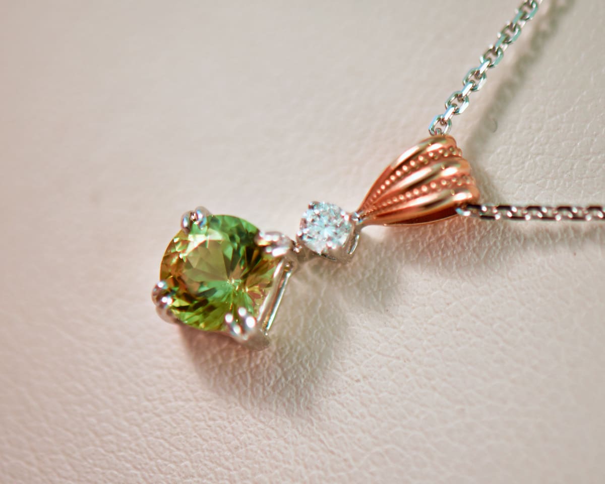 Rare Yellow Garnet or "Mali Garnet" Rose Gold Pendant
