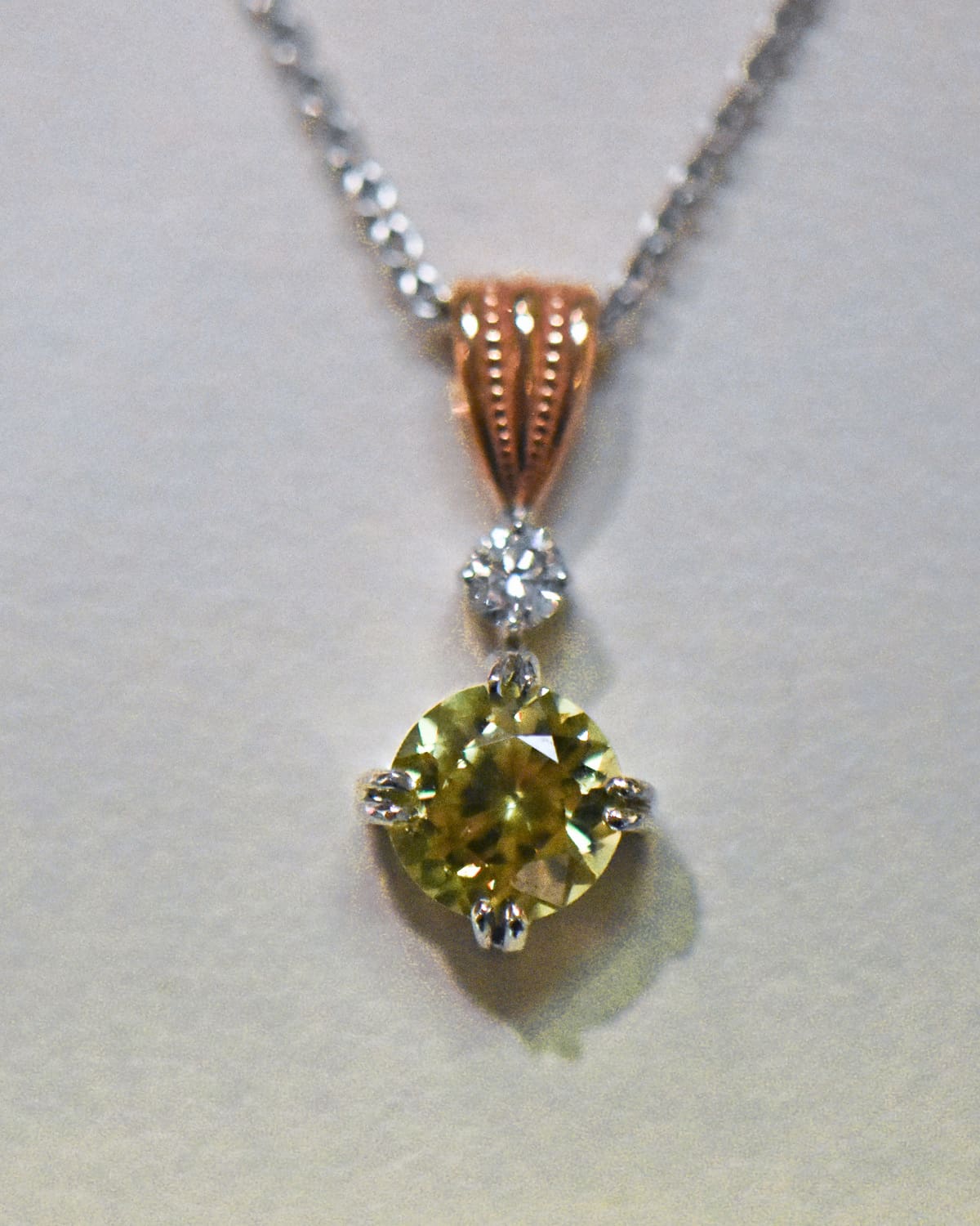 Rare Yellow Garnet or "Mali Garnet" Rose Gold Pendant
