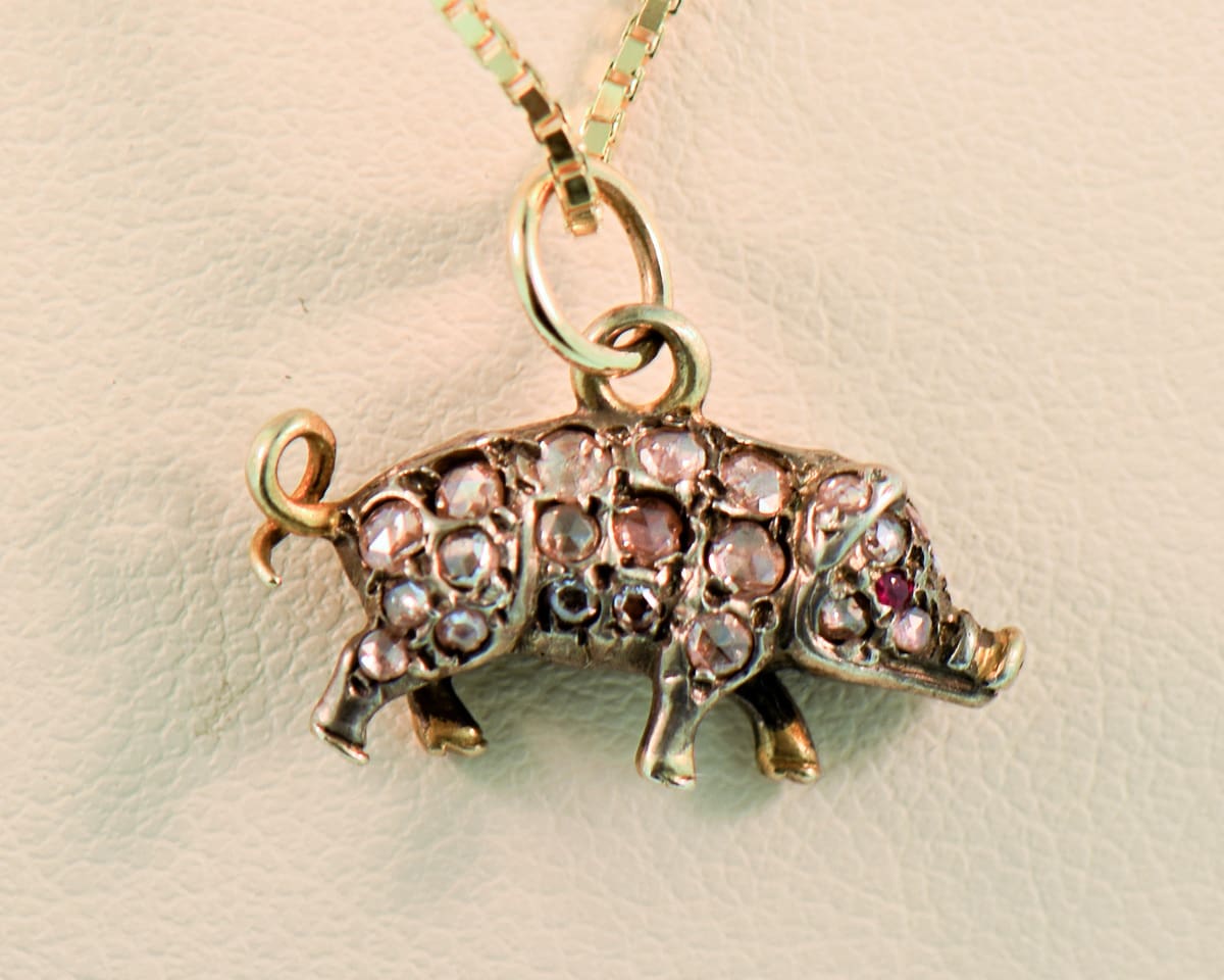Little Piggie Pendant, Sterling & Gold & Rose Cut Diamonds | Exquisite ...