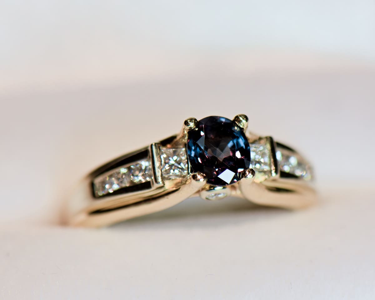 Madagascar Color Change Blue Garnet & Diamond Ring | Exquisite Jewelry ...