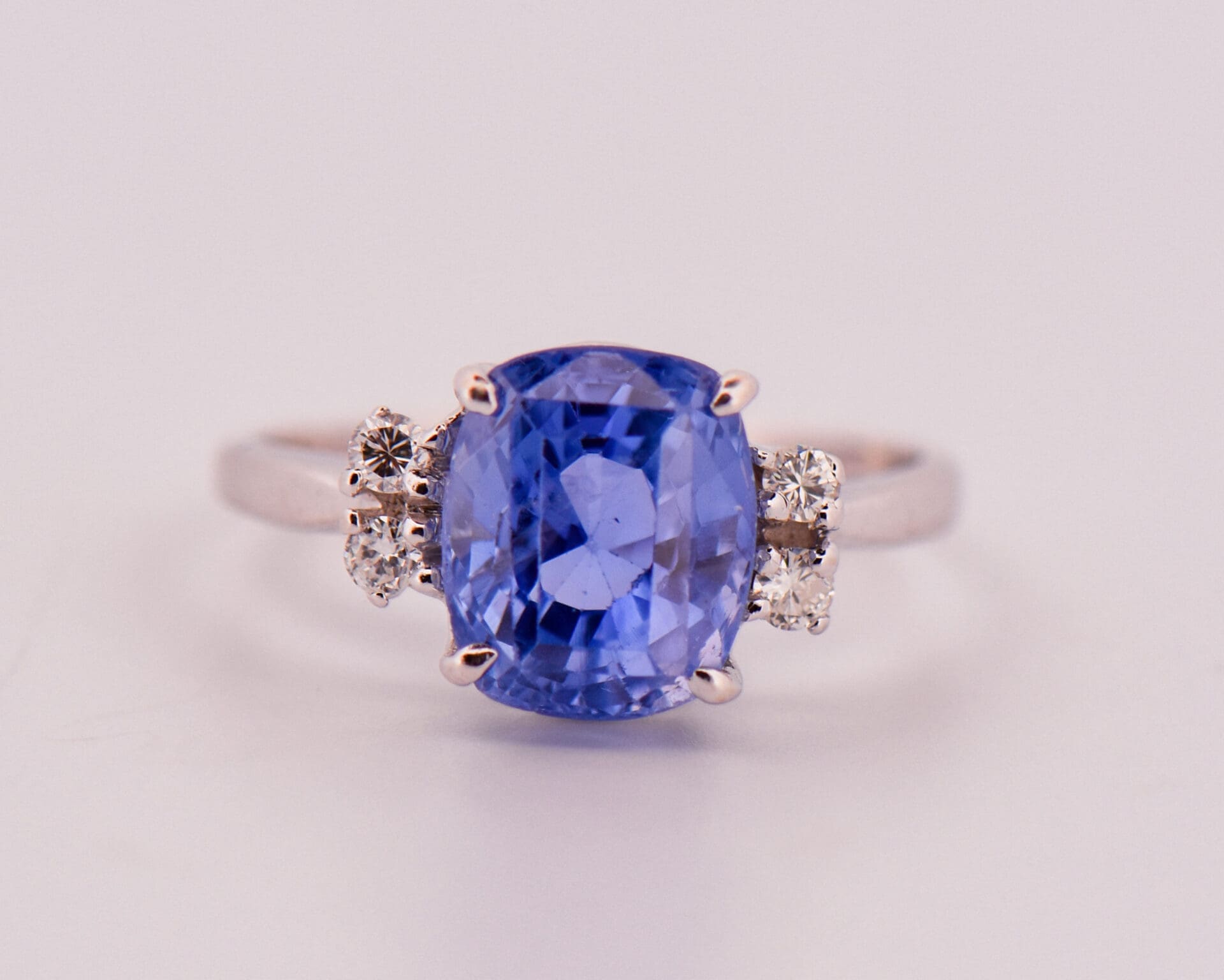 Vintage Ceylon Sapphire Diamond Engagement Ring